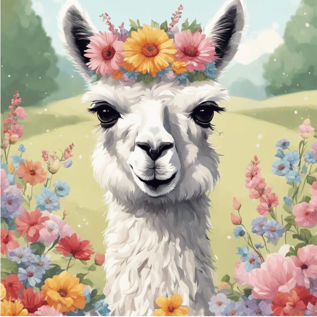 Pretty Llama 23 Art Print AI Generated Printable Wall Art Handmade ...