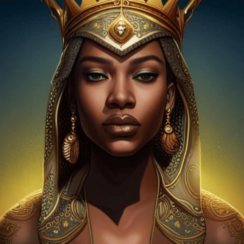 Black Gold Queen Digital Art Prints AI Generated Printable - Etsy