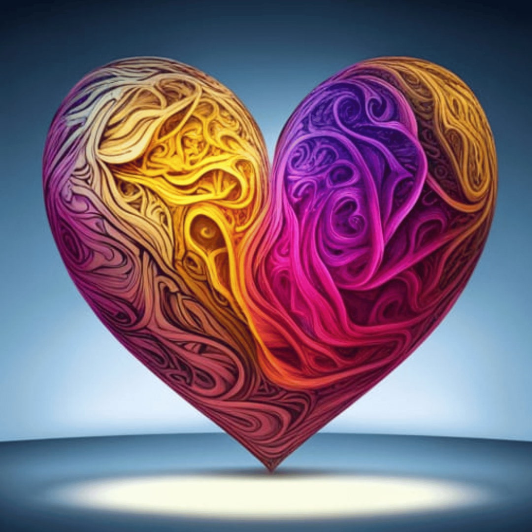 Colorful Heart Digital Art Print AI Generated Printable Wall Art ...