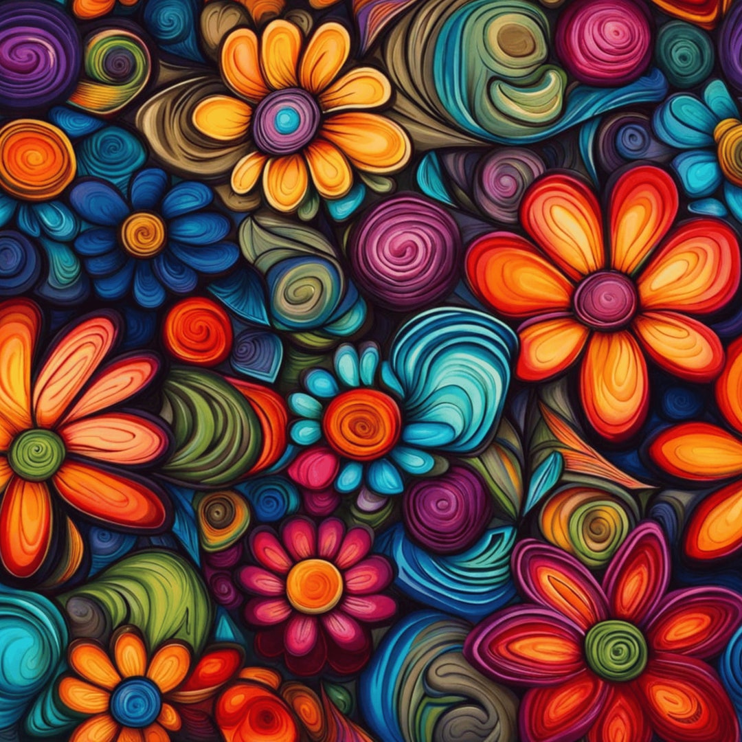 Colorful Flowers Digital Art Prints AI Generated Printable Wall Art ...