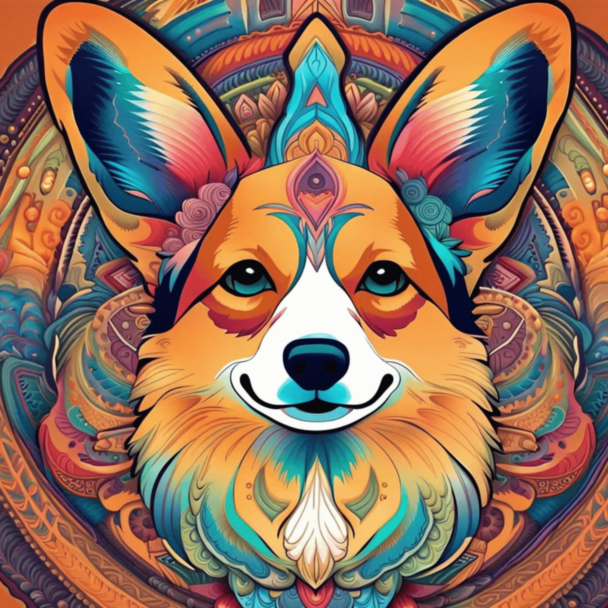 Mandala Corgi Dog Digital Art Prints AI Generated Printable - Etsy
