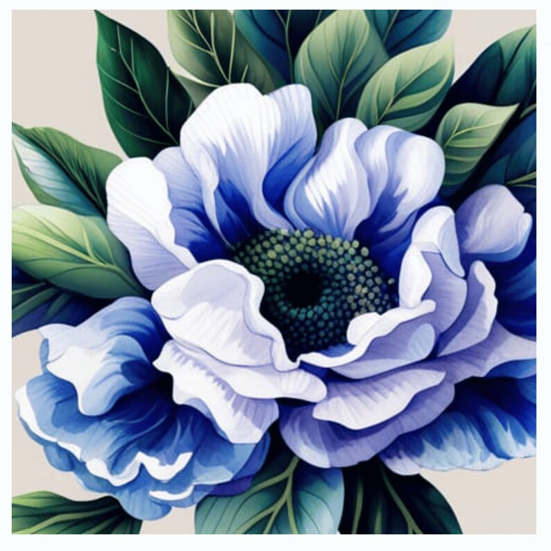 Lovely Blue Flower Digital Art Prints AI Generated Printable - Etsy