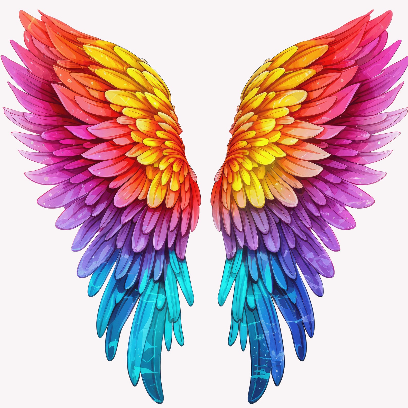 Colorful Angel Wings Prints AI Generated Printable Wall Art Handmade ...