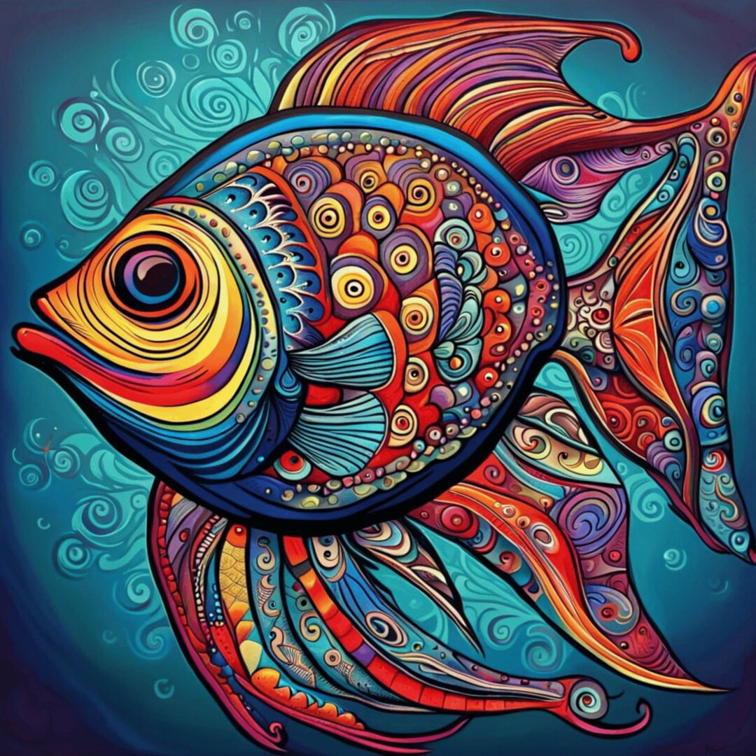 Mandala Fish Art Print AI Generated Printable Wall Art Handmade ...