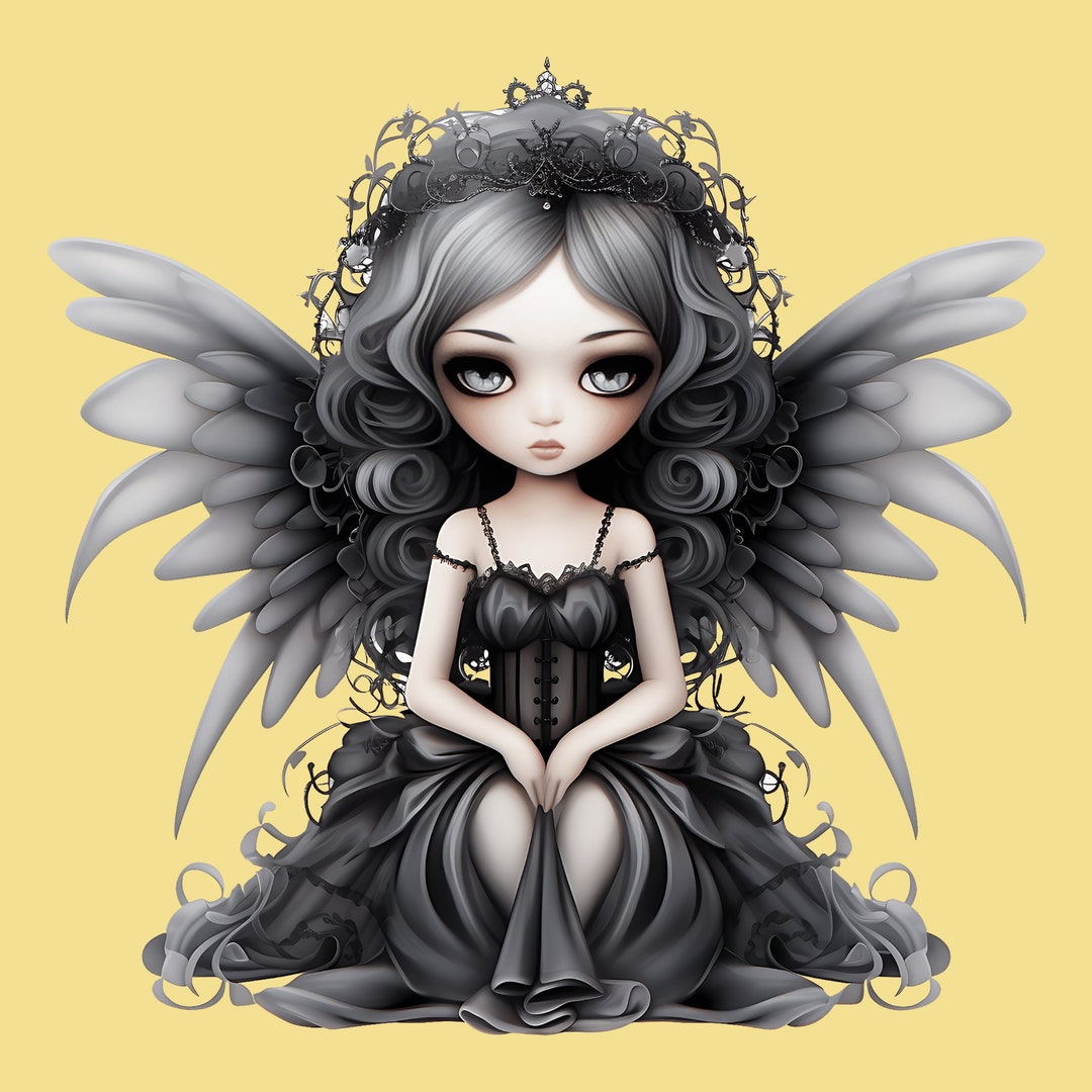 Goth Angel Digital Art Prints AI Generated Printable Wall Art Handmade ...