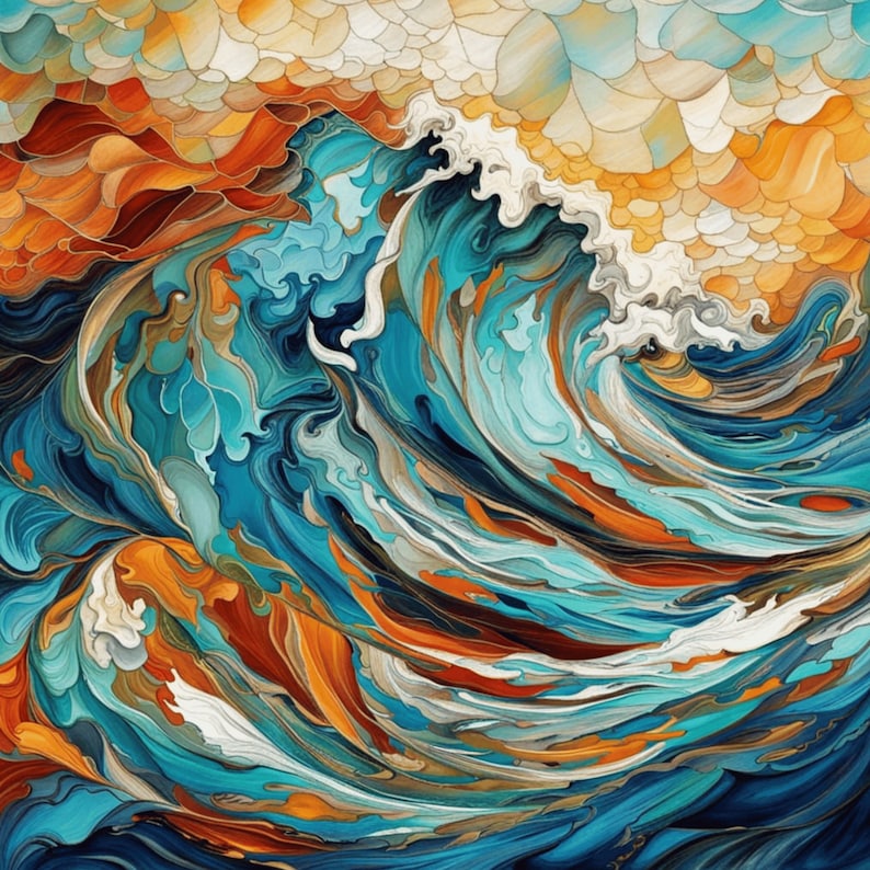 Great Wave Art Digital Print AI Generated Printable Wall Art Handmade ...