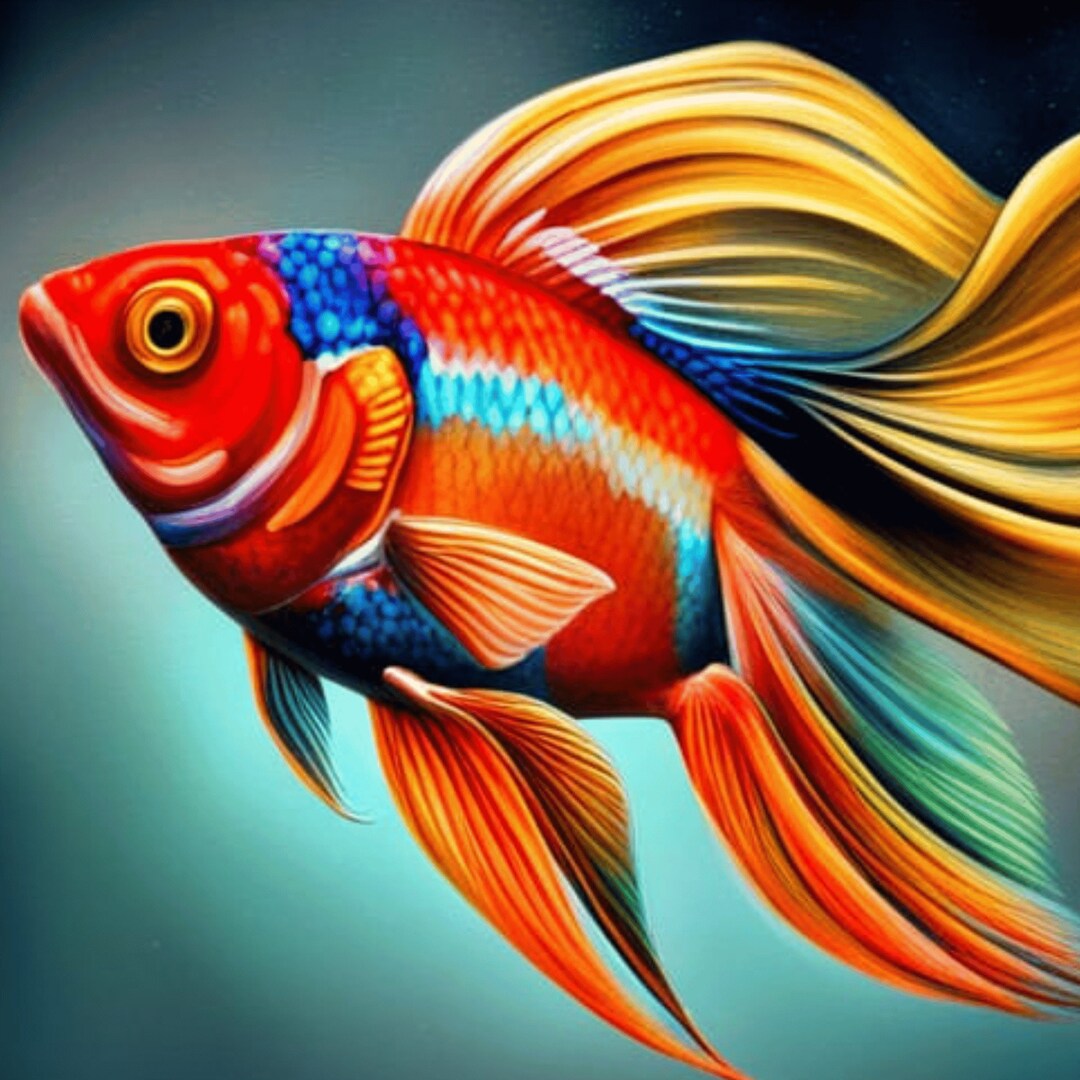 Colorful Fish Art Print AI Generated Printable Wall Art - Etsy