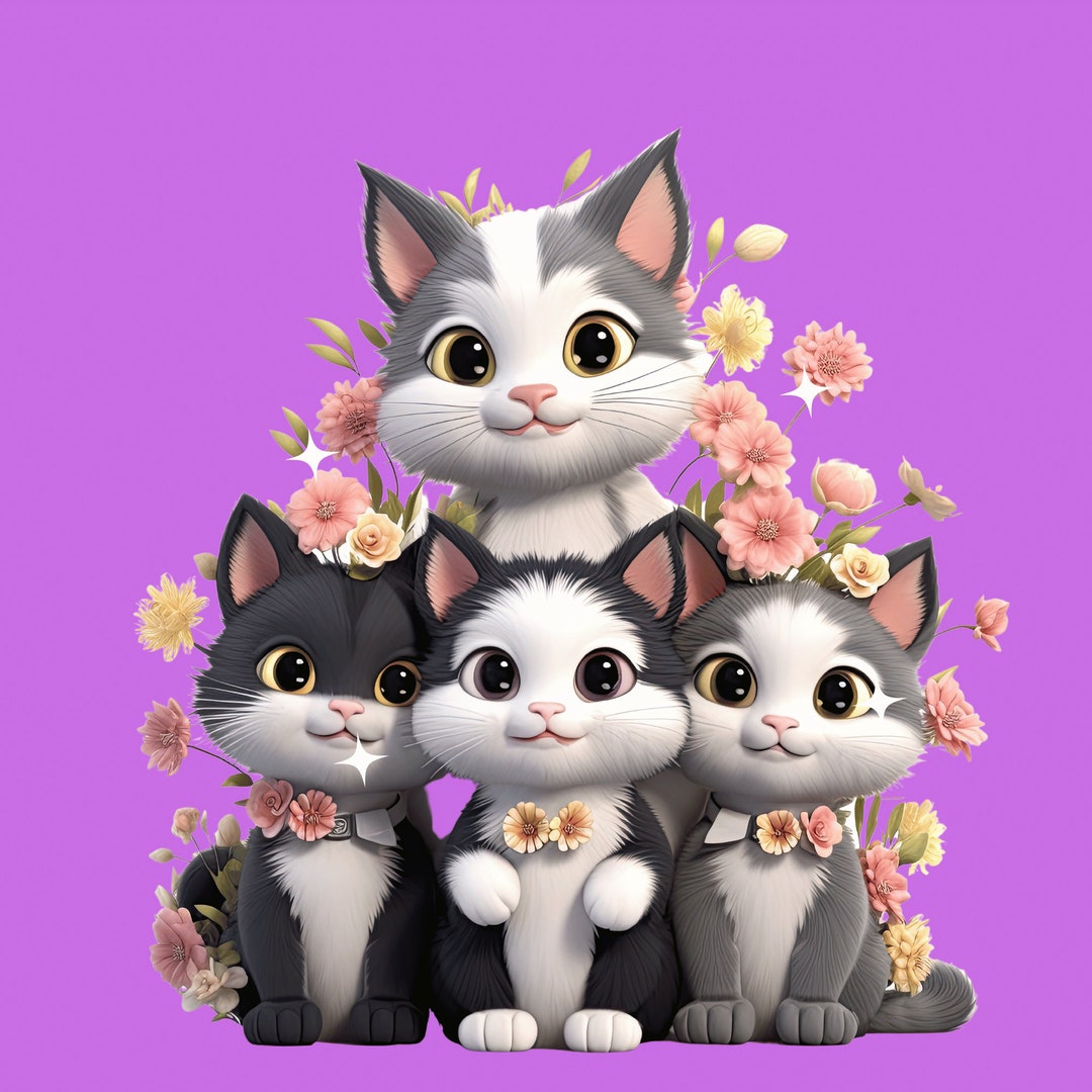 Cute Kitties Digital Art Prints AI Generated Printable Wall Art ...