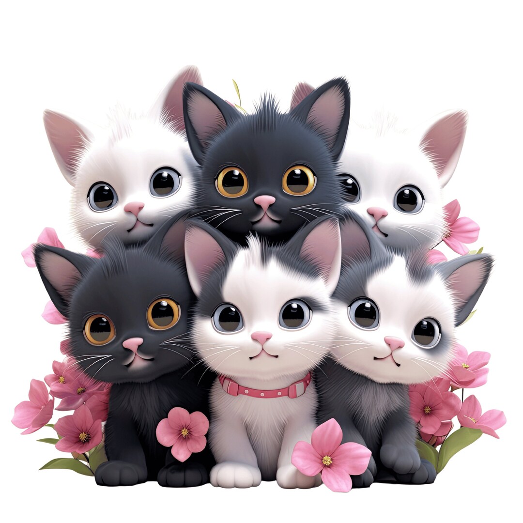 Cute Kitties Digital Art Prints AI Generated Printable Wall Art ...