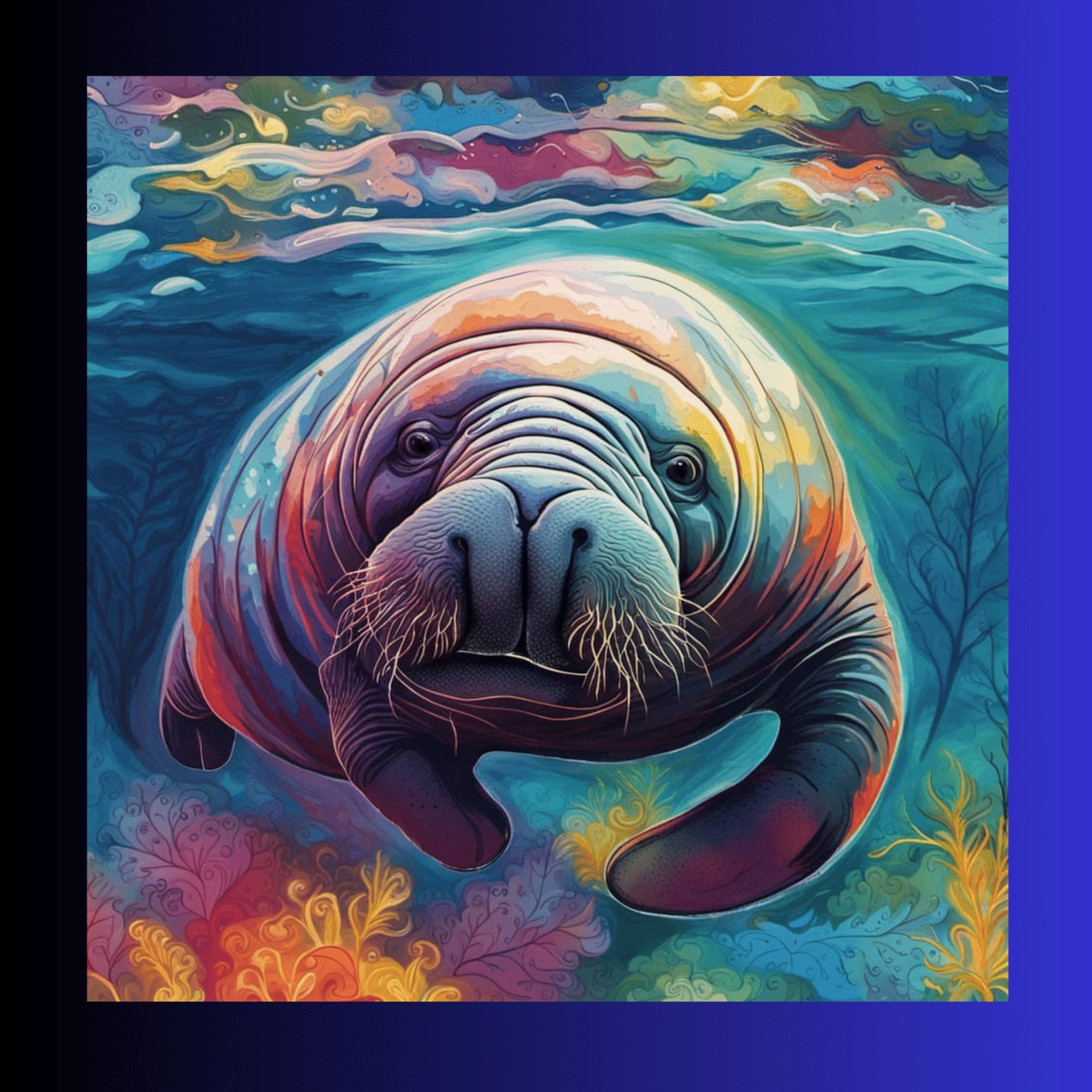 Gorgeous Manatee Art Print AI Generated Printable Wall Art Handmade ...