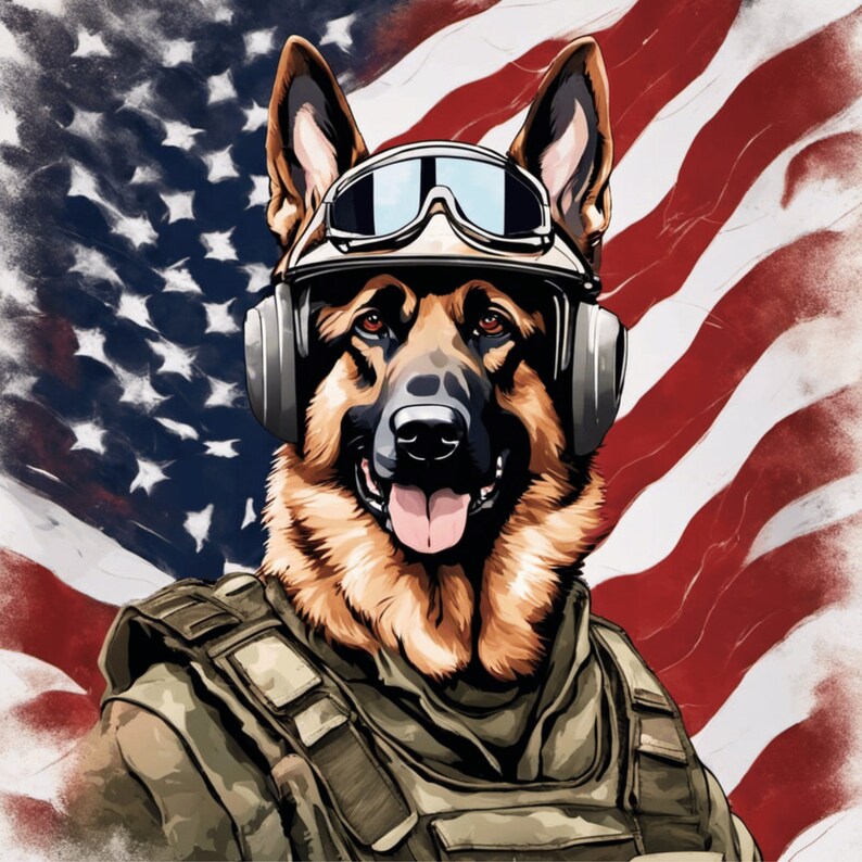 German Shepherd Military Dog Digital Art Prints AI Generated - Etsy