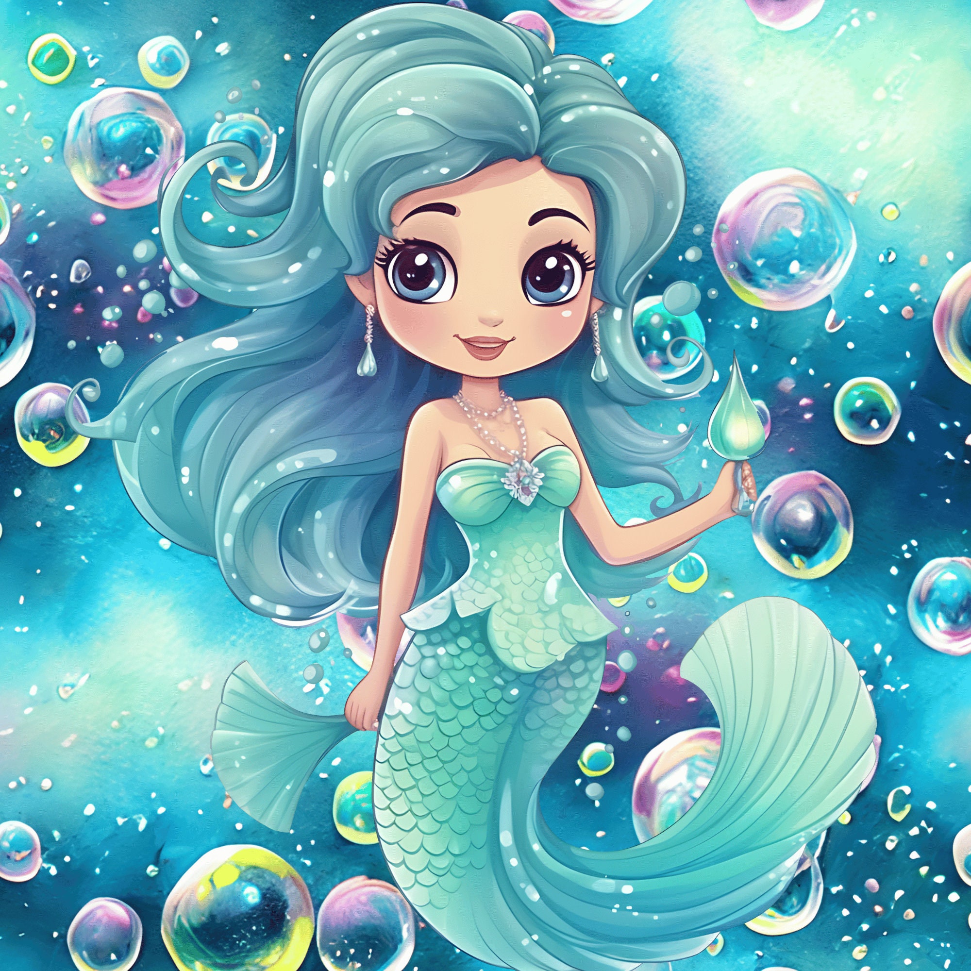 Pretty Mermaid Digital Art Prints AI Generated Printable - Etsy