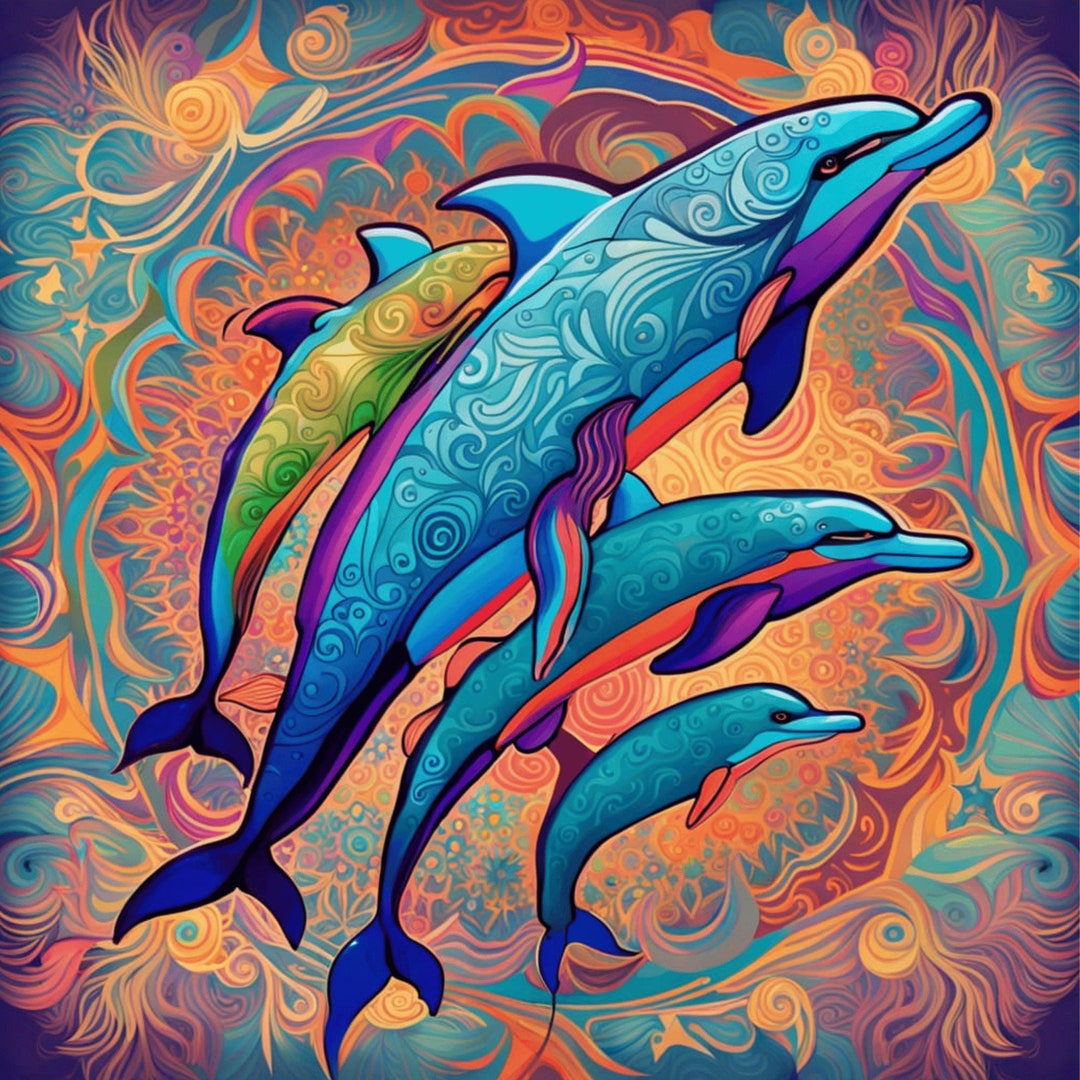 Mandala Dolphins Art Print AI Generated Printable Wall Art Handmade ...