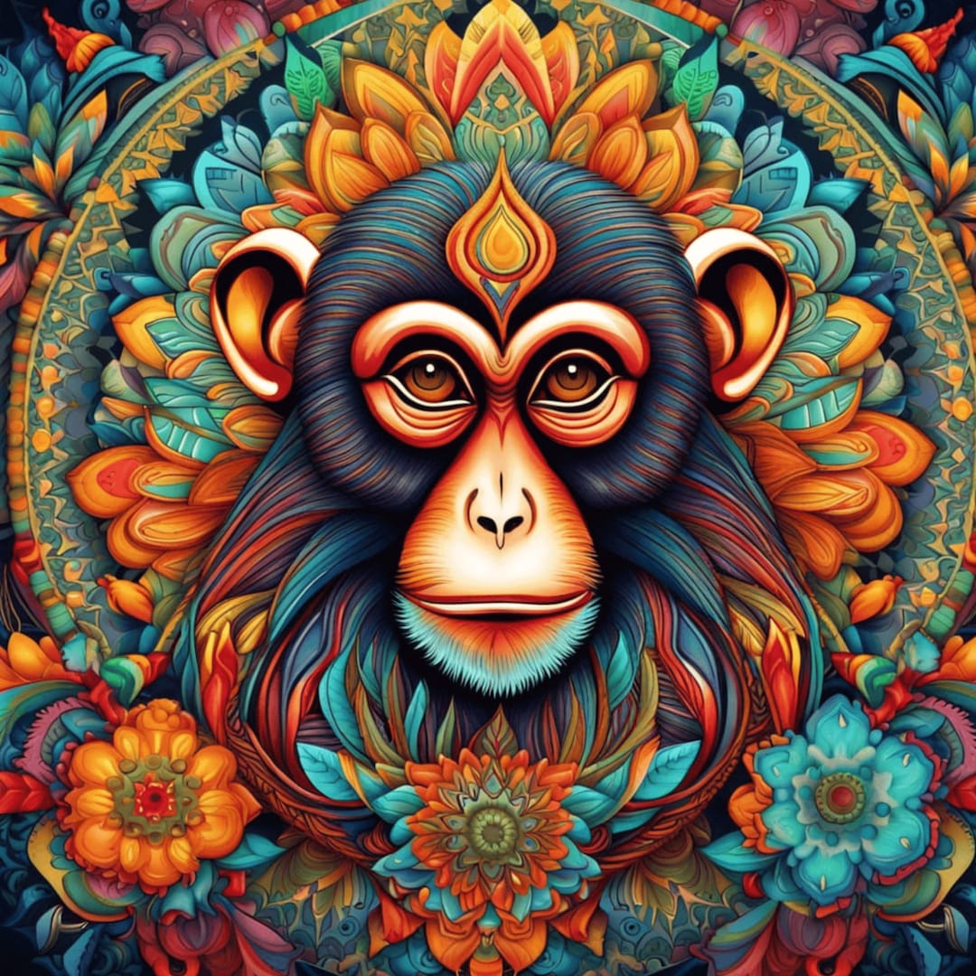 Mandala Monkey Art Print AI Generated Printable Wall Art Handmade ...