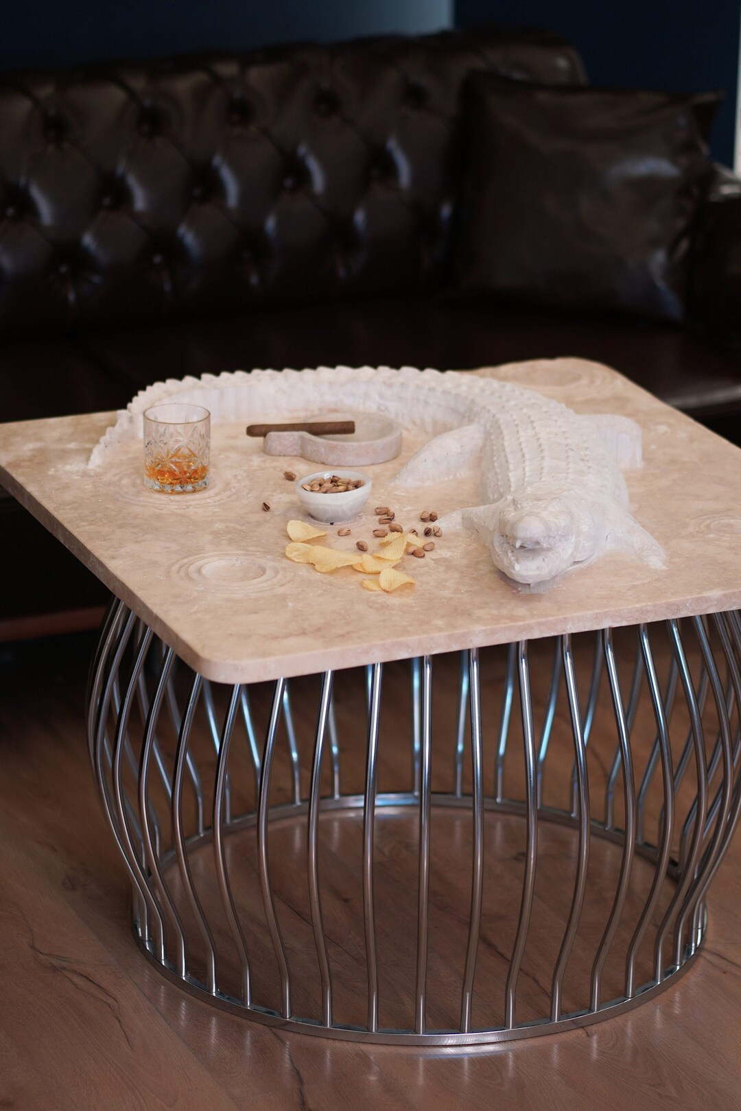 Luxury Marble Crocodile-embossed Table With Exquisite Craftsmanship ...