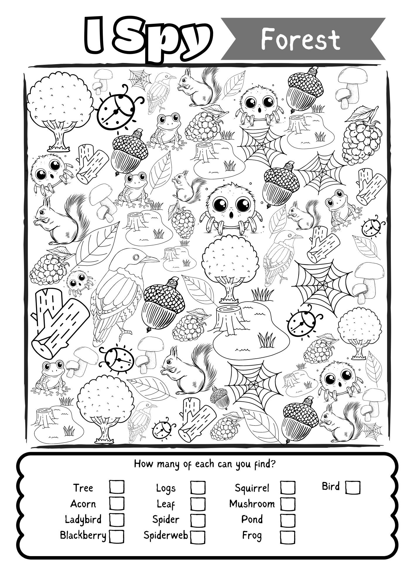I Spy Activity Sheets| Count & Colour - Etsy