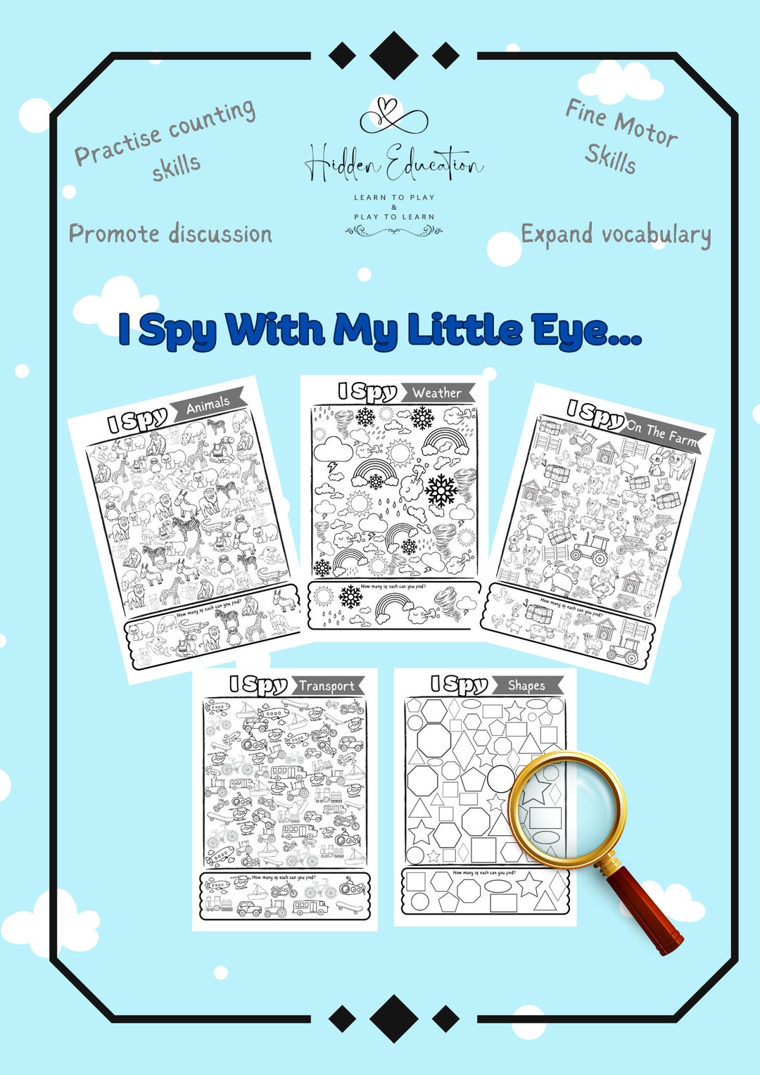 I Spy Activity Sheets Count & Colour - Etsy