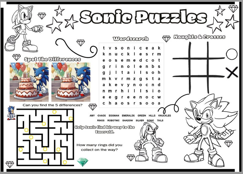 Sonic Activity Sheet - Etsy