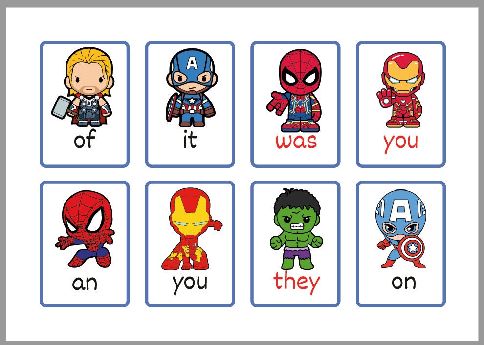 100 High Frequency Words - Superheroes Instant Download - Etsy