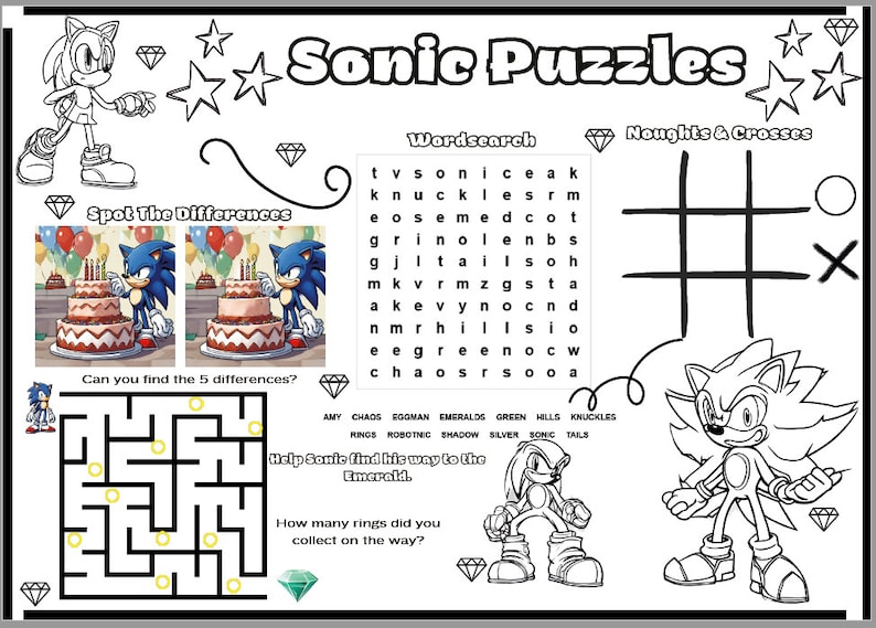Personalised Sonic the Hedgehog Activity Sheet/placemat Digital ...