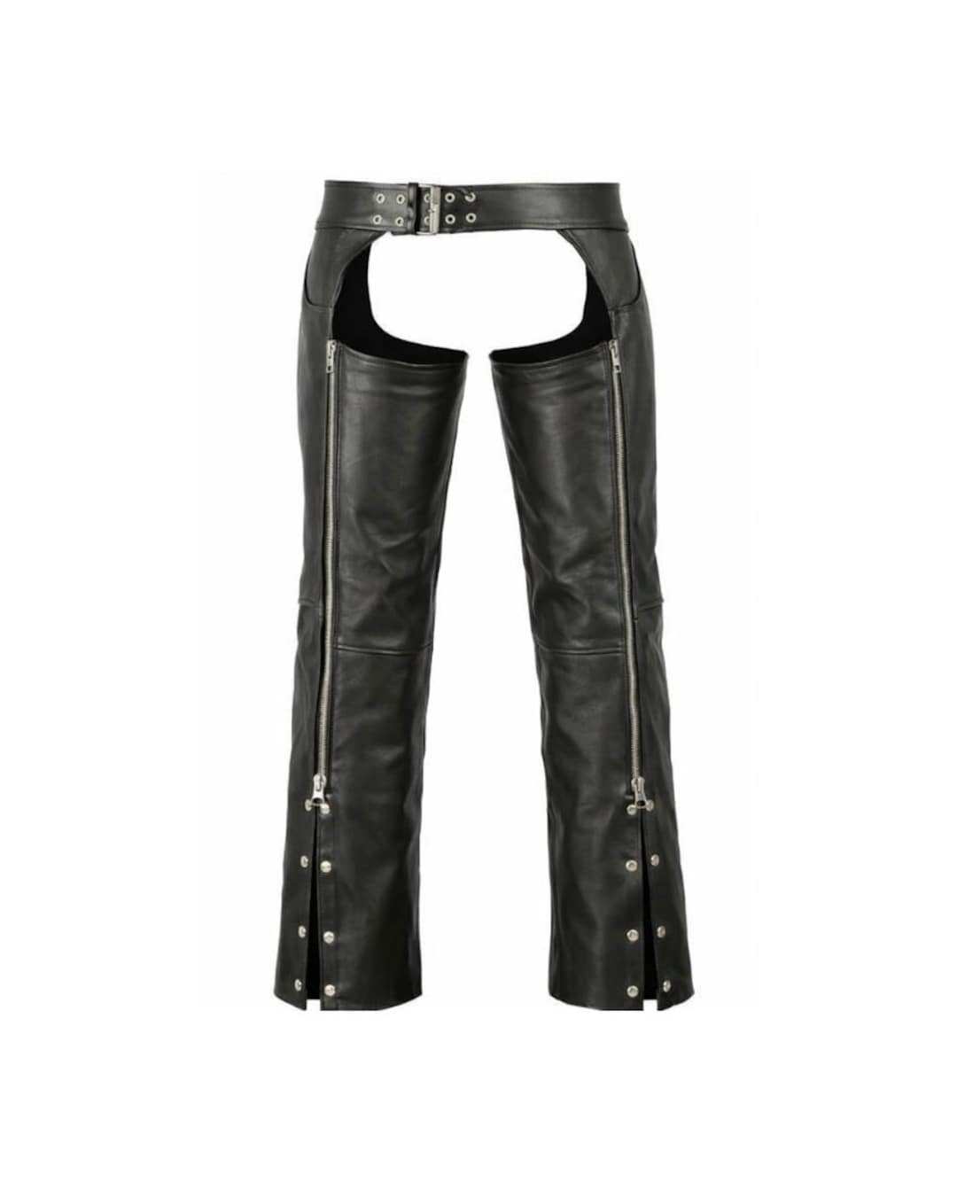 Men's Leather Chap- Genuine Black Leather Adult Chap | Side Zipper ...
