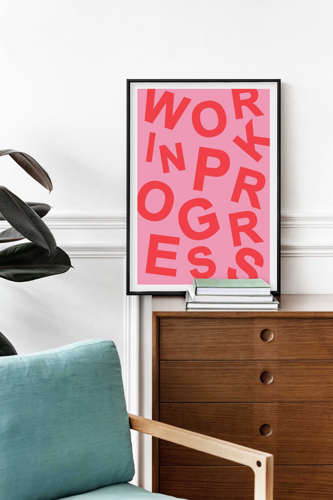 Typography Art Print Pink Typo Illustration Art Poster Wall Art Poster ...