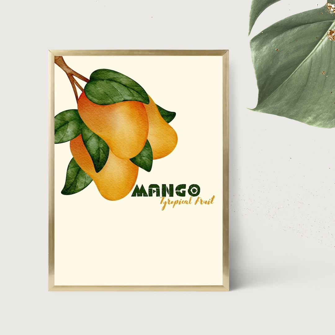 Mango Watercolor Print, Orange and White Print, Mango Watercolor Decor ...