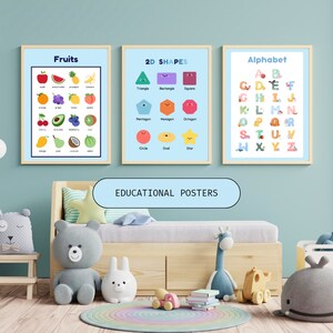 Set of 5 Educational Posters, Montessori Classroom Decor, Homeschool ...