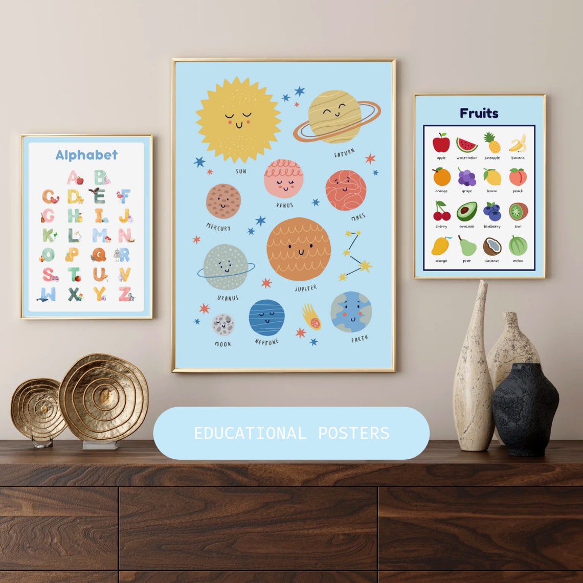 Set of 5 Educational Posters, Montessori Classroom Decor, Homeschool ...