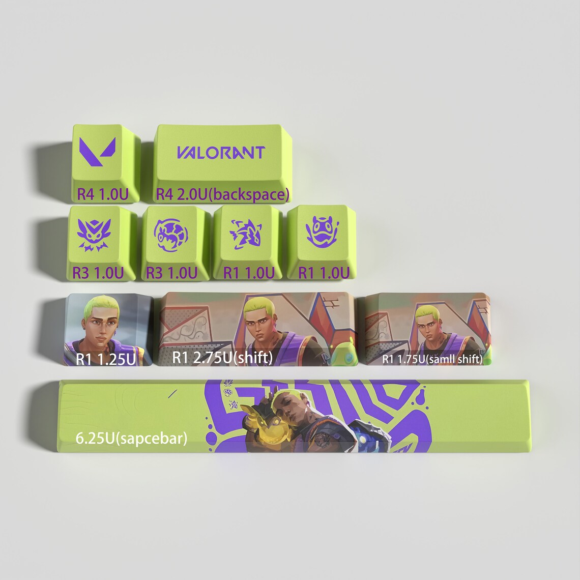 Valorant Keycaps Gekko OEM Profile 10keys PBT Dye Sub Keycaps - Etsy