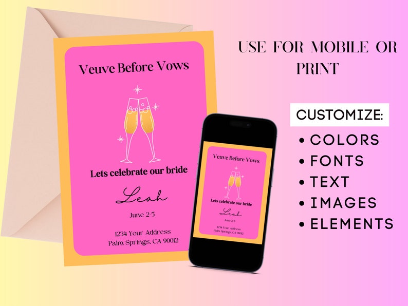 Veuve Before Vows: Bachelorette Digital Invitations & Itinerary ...
