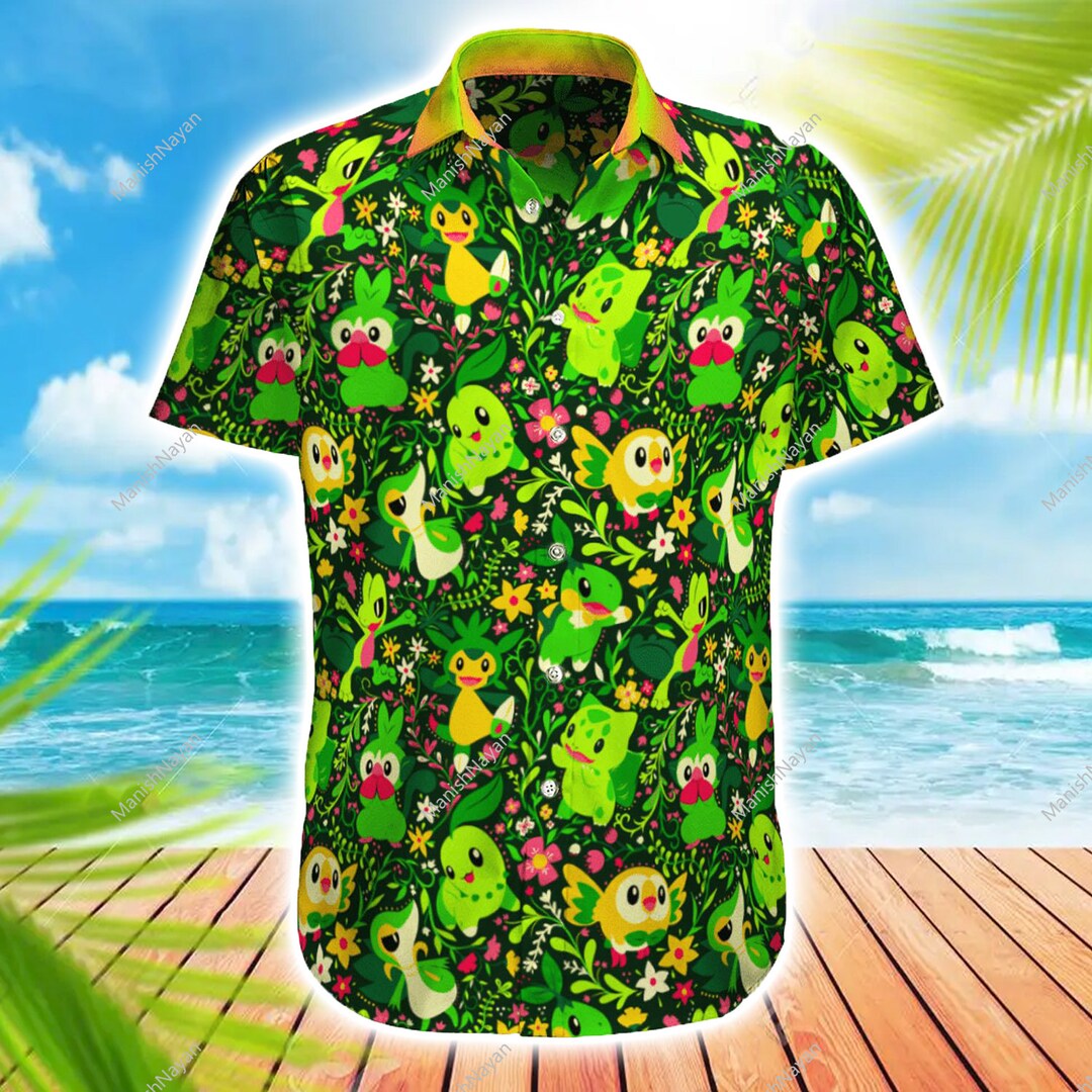 Grass Pokemon Hawaiian Shirt Pokemon Button up Shirt Pokemon - Etsy