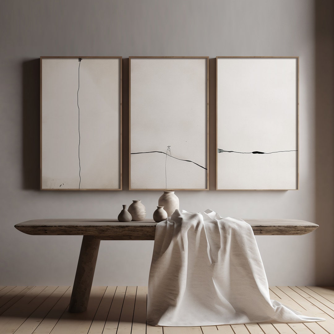 Modern Line Drawing Bw Printable Set Neutral Gallery Wall Set Retro ...