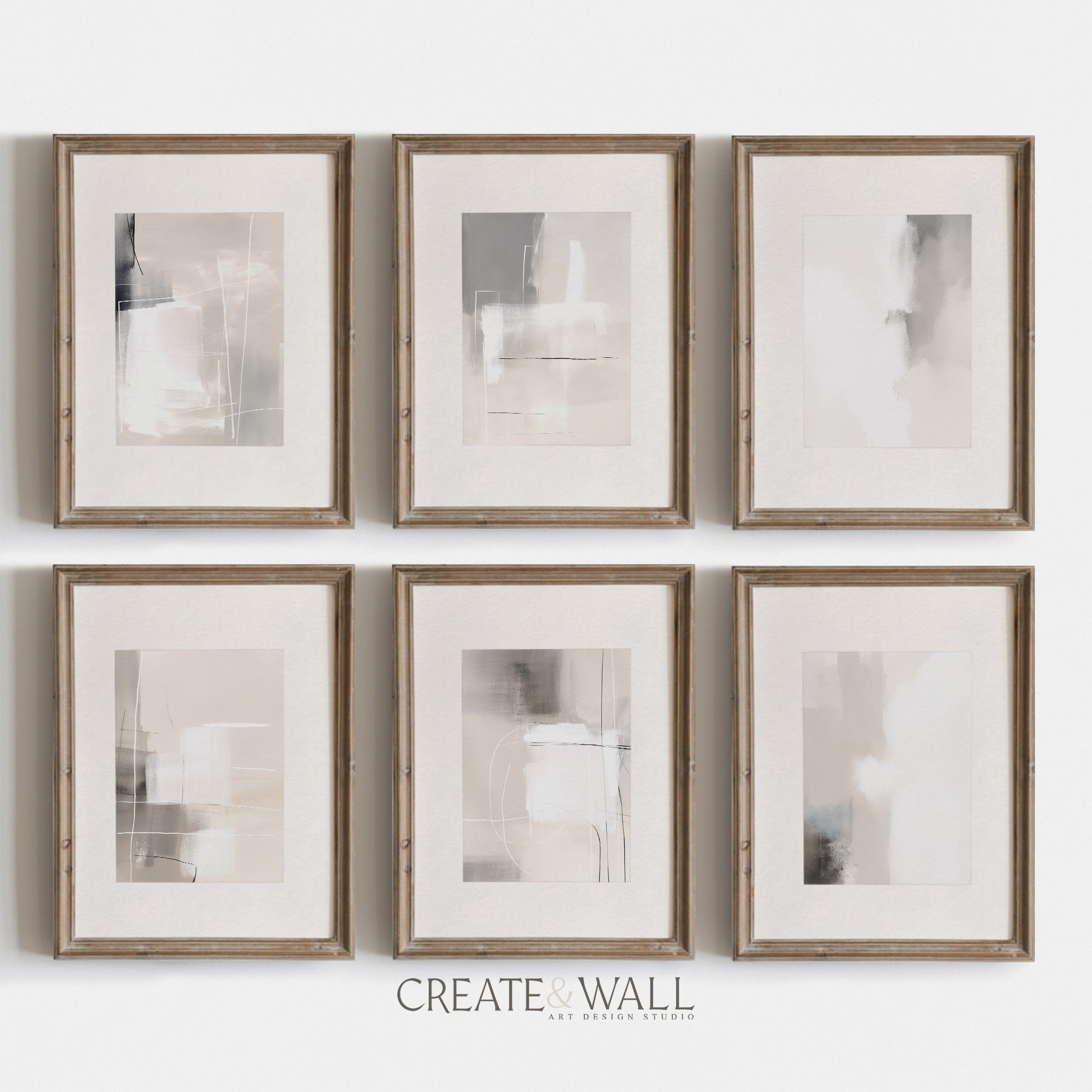 Simple Line Art White Textured Art 6 Piece Japandi Wall Sculpture Line ...
