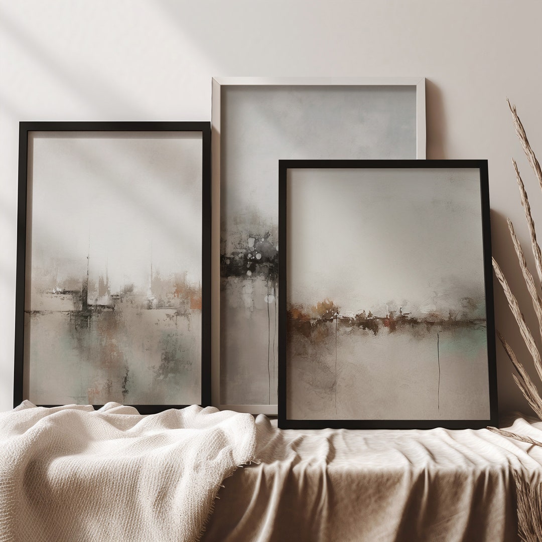 Japandi Black Beige Wall Art 3 Piece Trendy Wall Art Watercolor Set ...