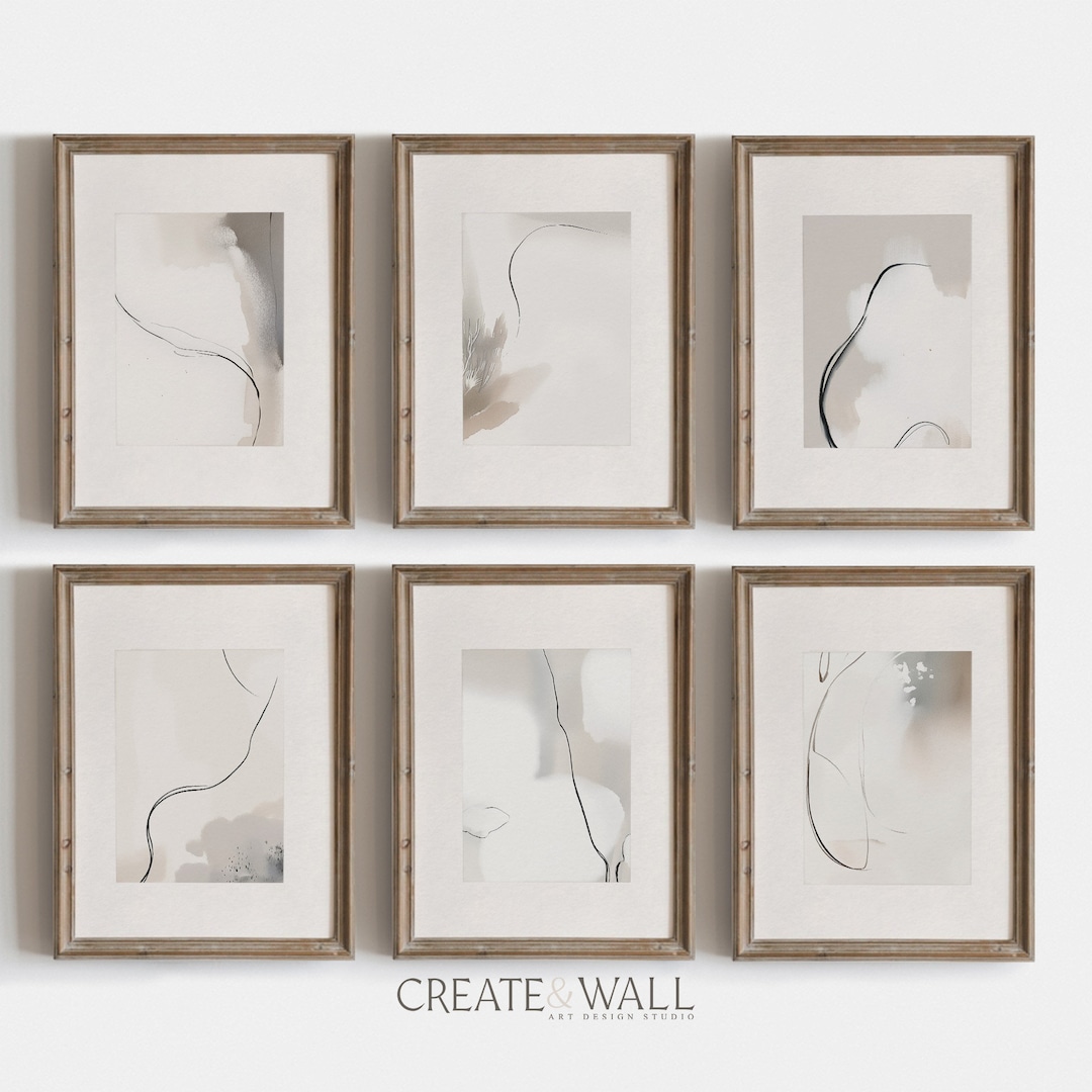 One Line Art White Textured Art 6 Piece Japanese Wall Art Textured Art ...