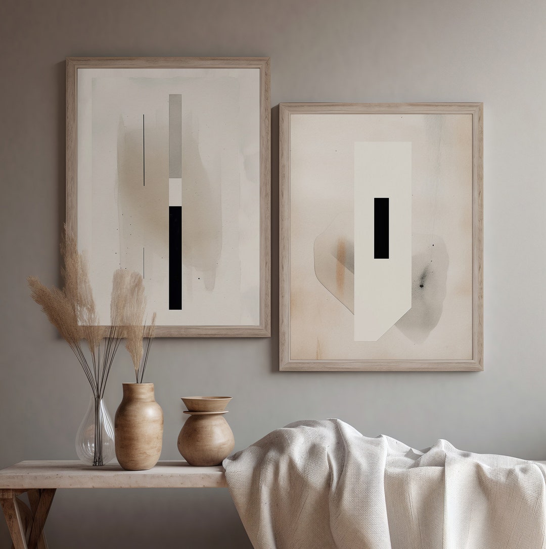 Minimalist Line Art Earth Tone Wall Art Set of 2 Neutral Wall Art ...
