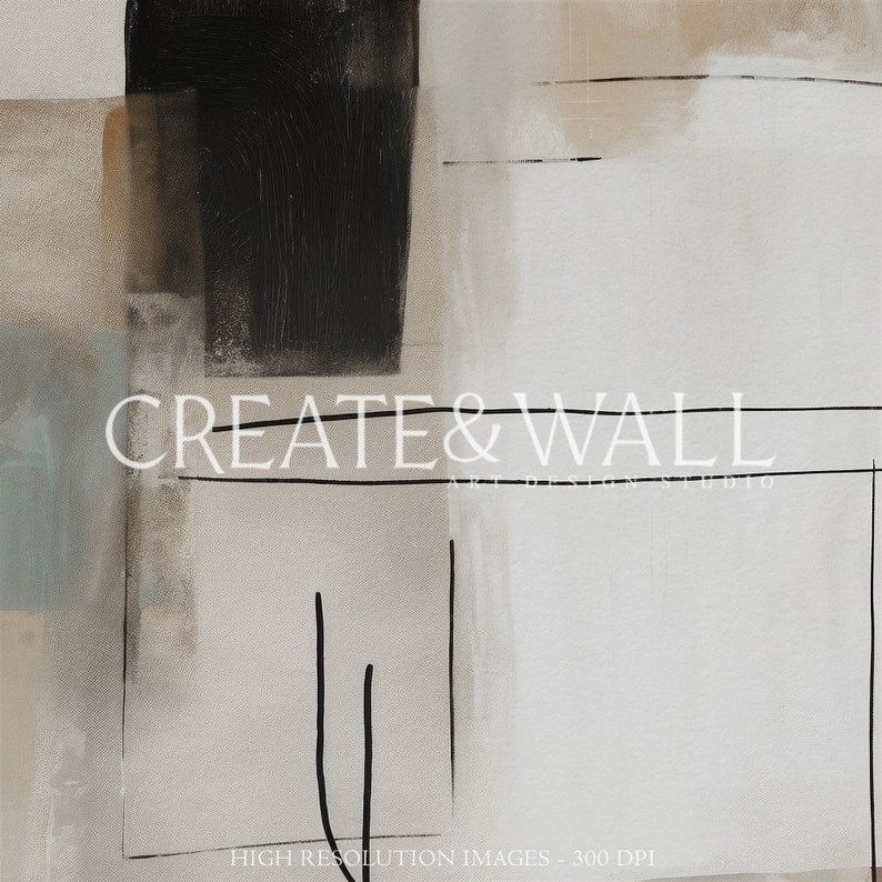 Minimalist Earth Tone Wall Art Set of Three Printable Watercolor Ink ...