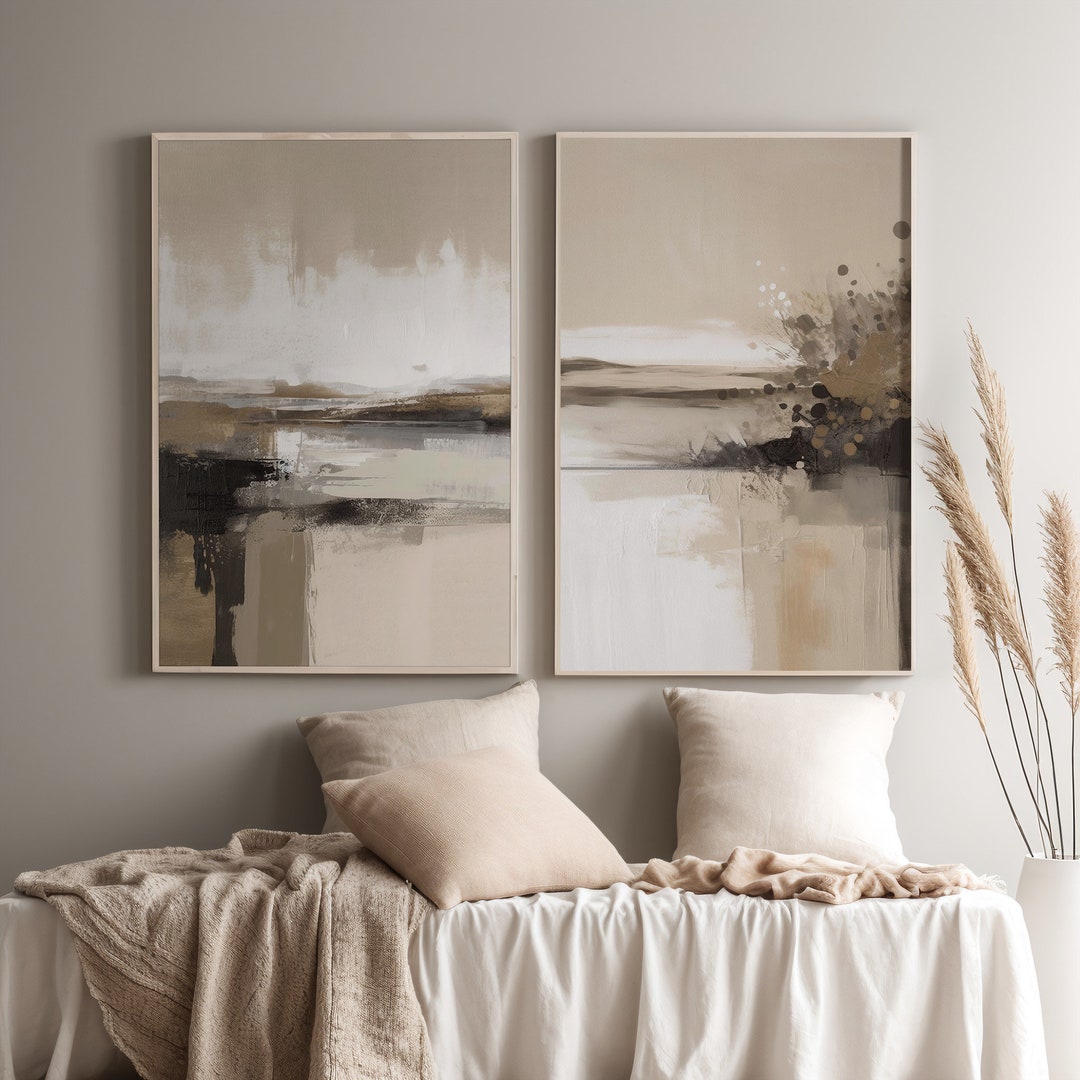 Beachy House Decor Tan Wall Art 2 Piece Canvas Wall Art Wabi Sabi ...