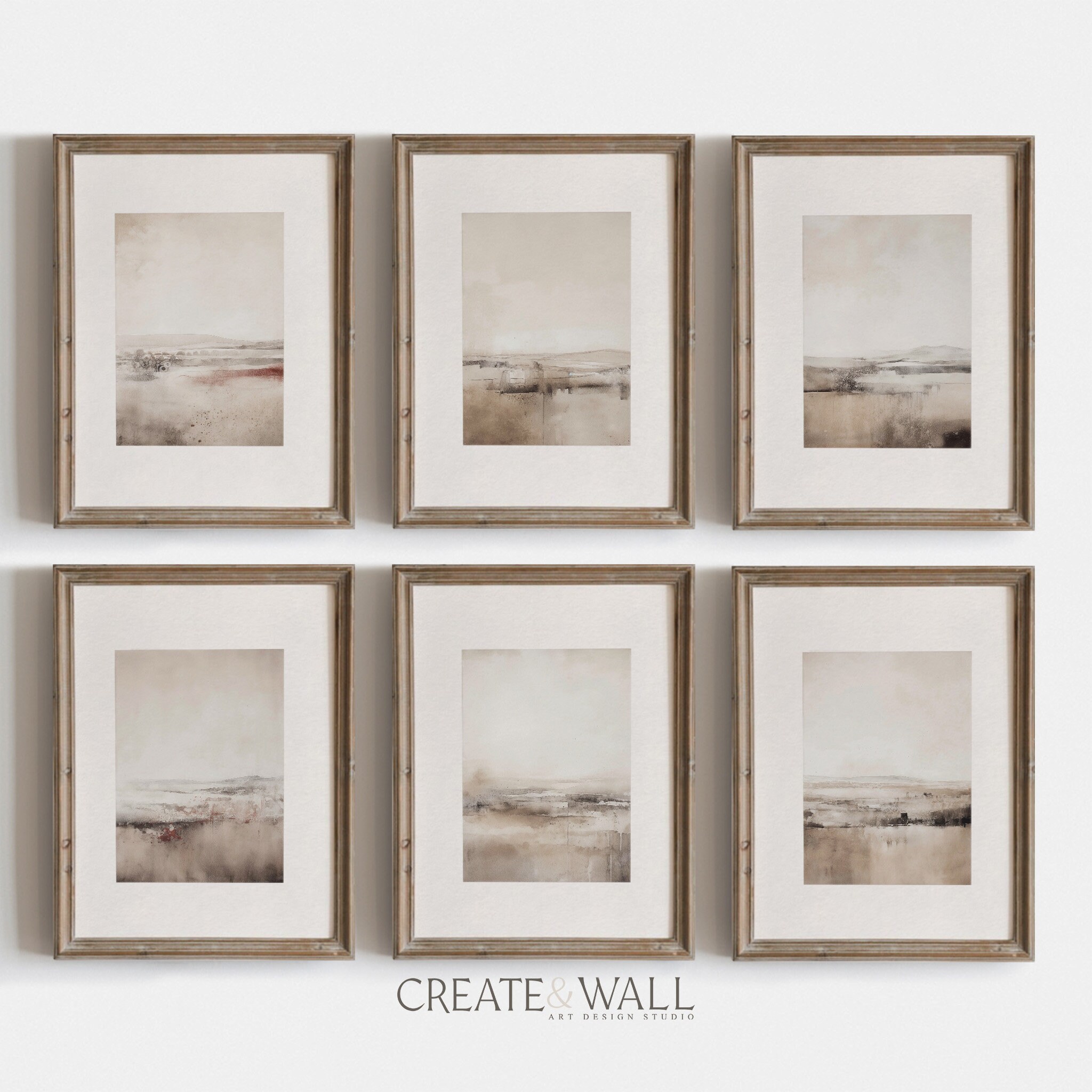 Wabi Sabi Painting Earth Tone Art Set of 6 Large Wall Art Set ...