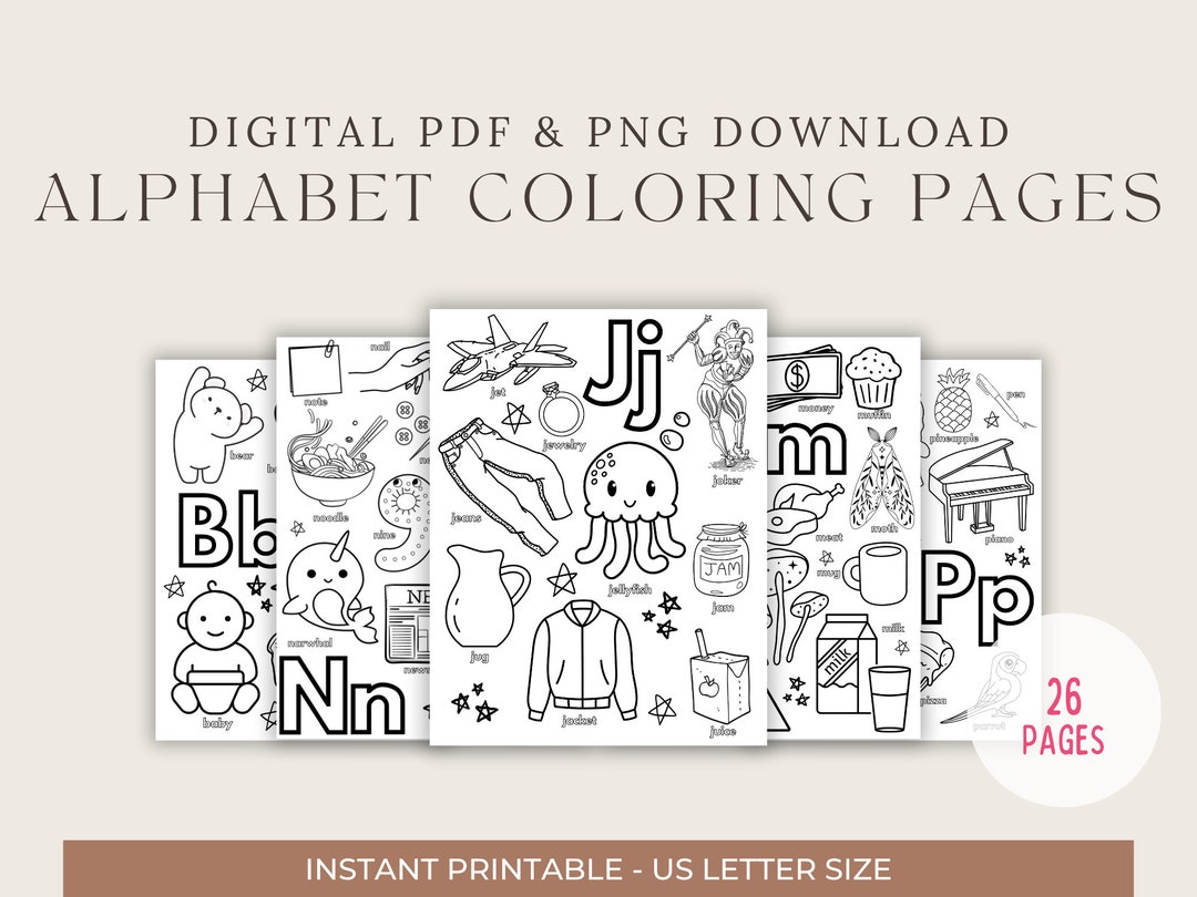 Printable Alphabet Coloring Pages Usletter Size, Simple&easy for ...
