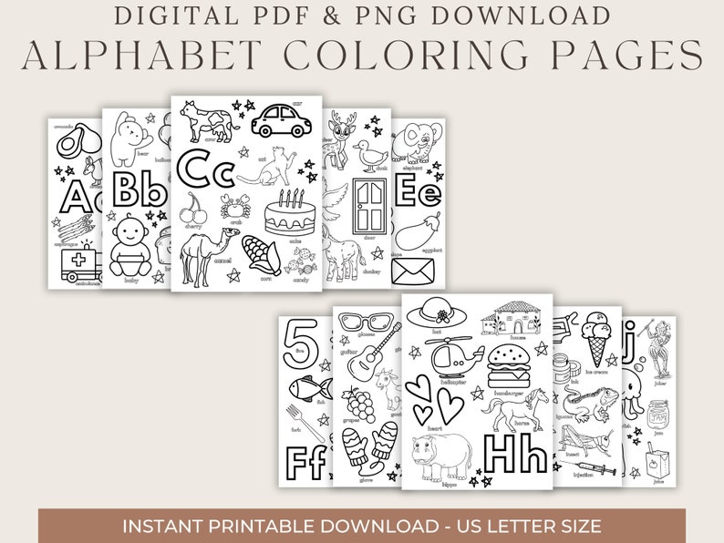 Printable Alphabet Coloring Pages Usletter Size, Simple&easy for ...