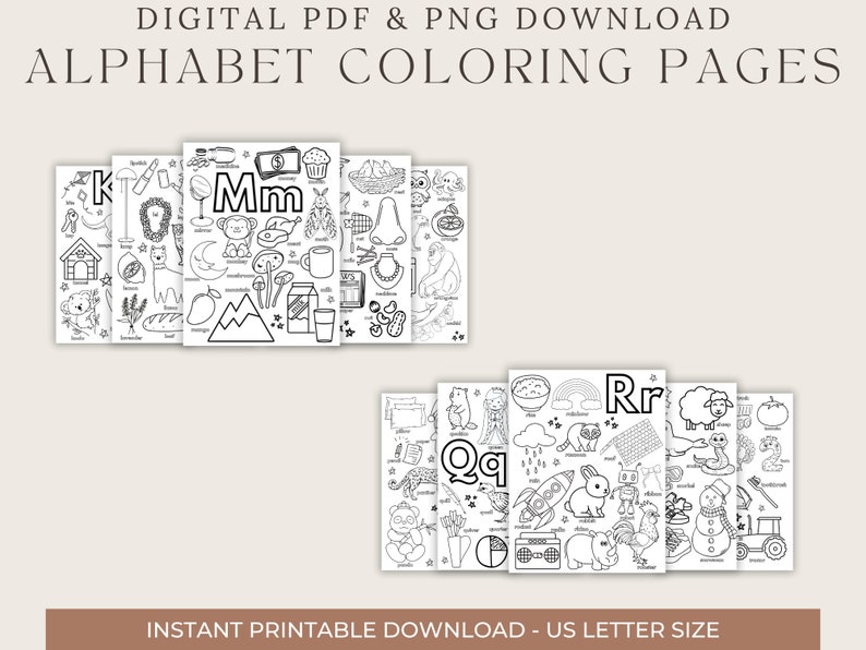 Printable Alphabet Coloring Pages Usletter Size, Simple&easy for ...