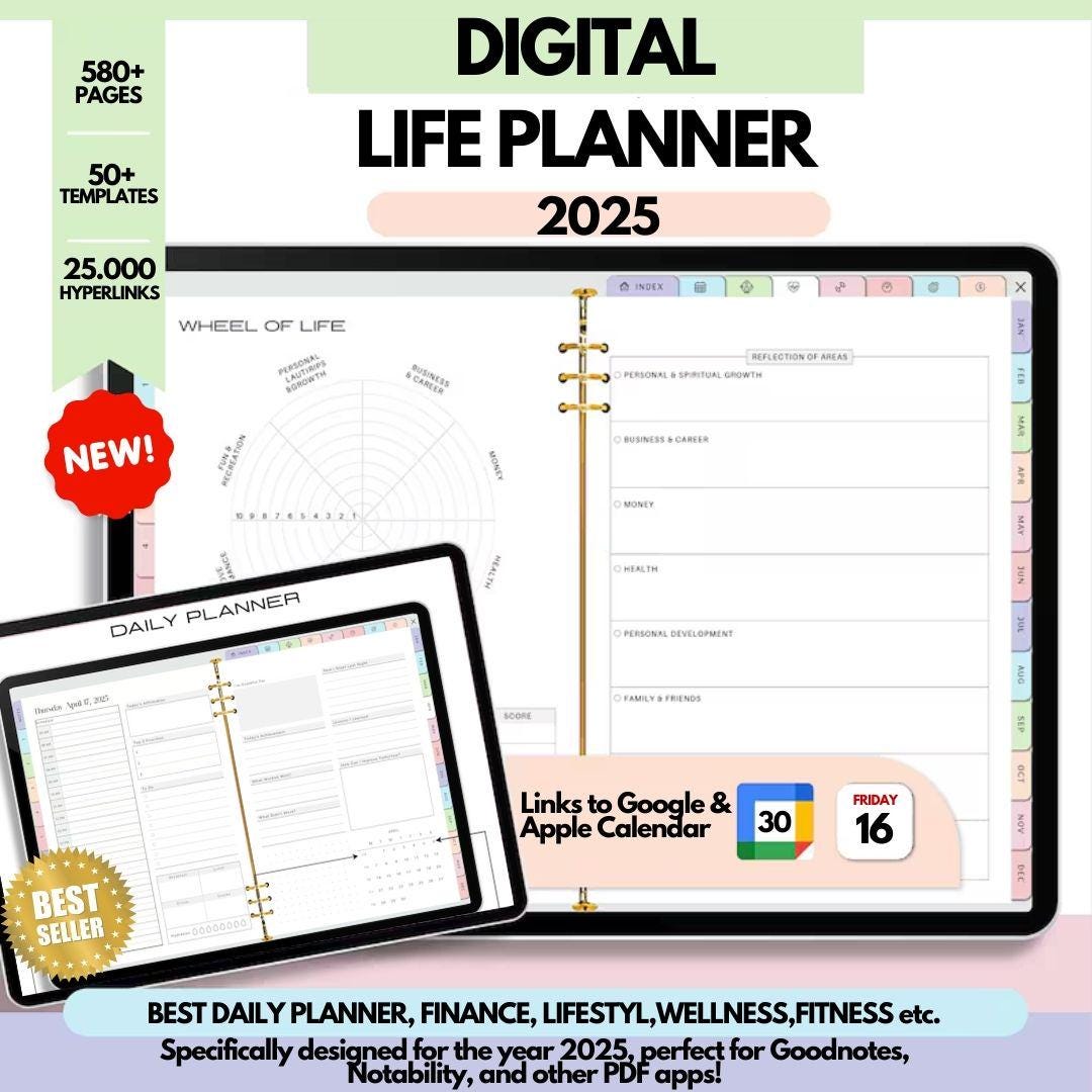 2025 Digital Planner New Version | Undated Digital Planner | All-in-one ...