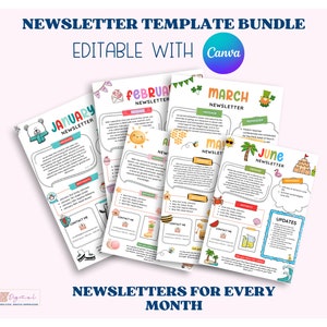 Newsletter Template Bundle, PTA Templates, 12 Months of School ...