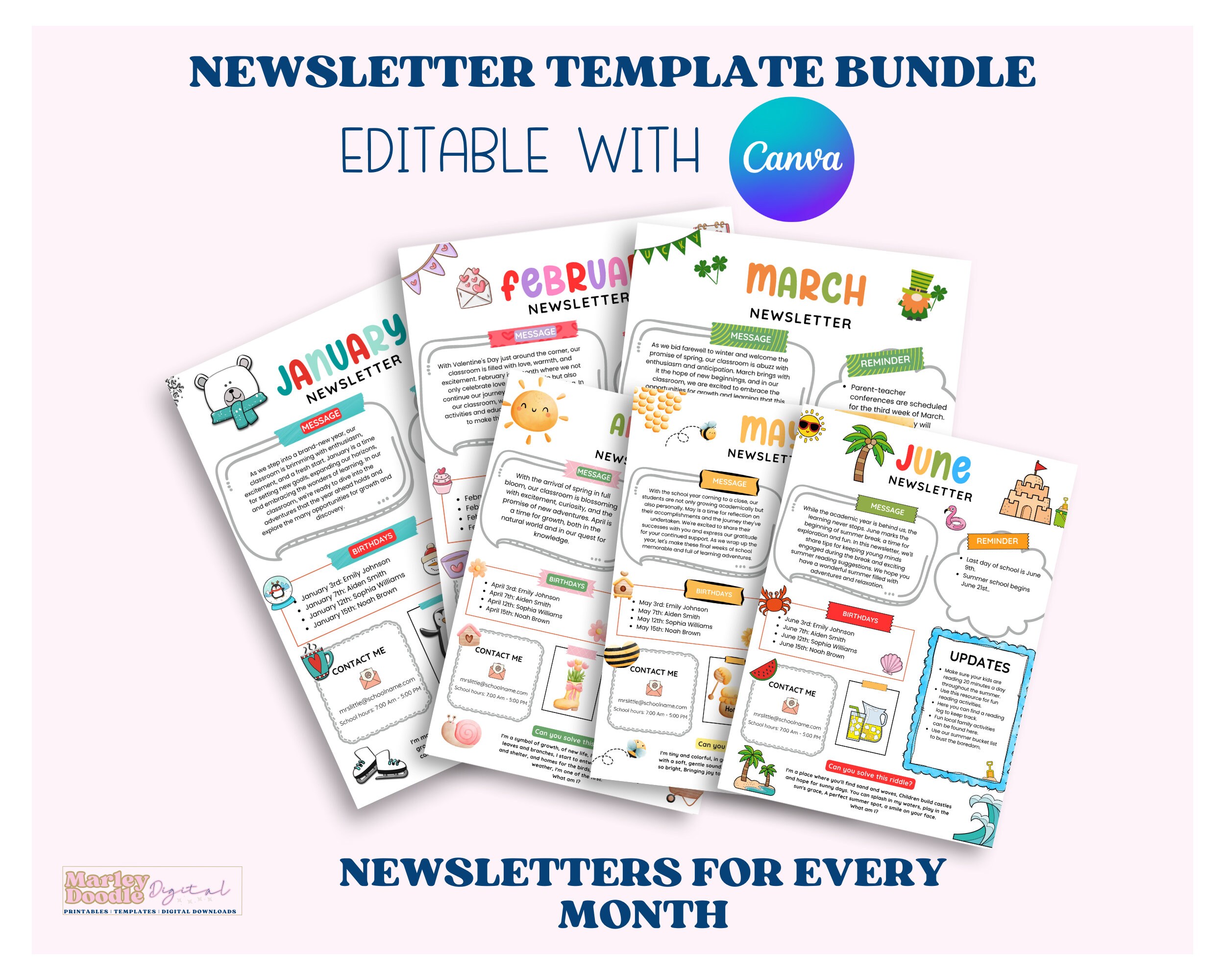 Editable Daycare Newsletter Template: Monthly Themes (digital Download ...