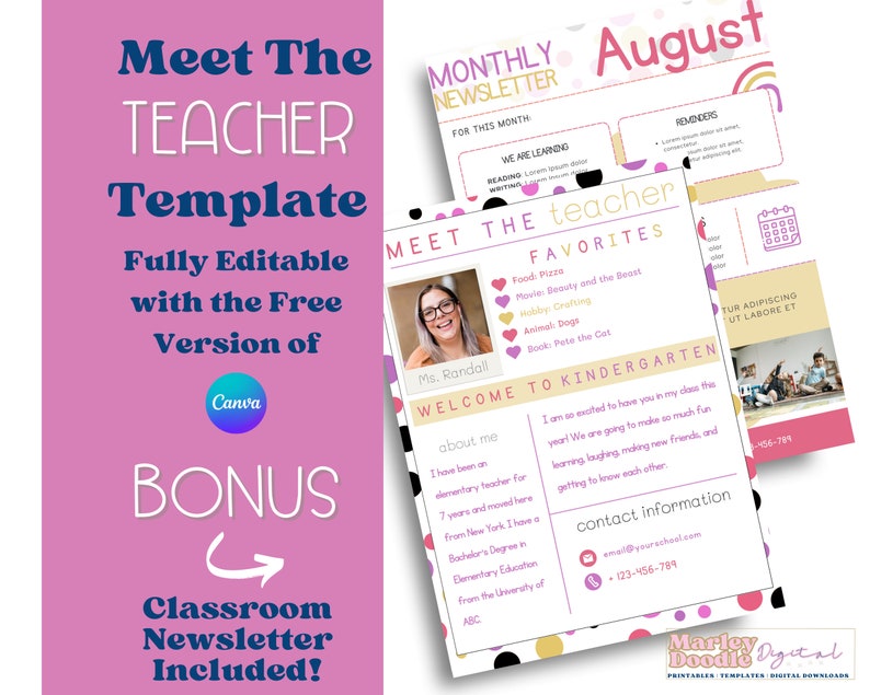 Editable Meet the Teacher Template, Bright Polka Dot, Back to School ...