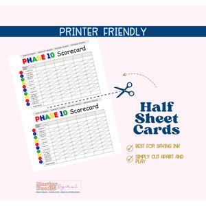 Printable Phase 10 Score Sheets: Card & Dice Game (PDF) - Etsy