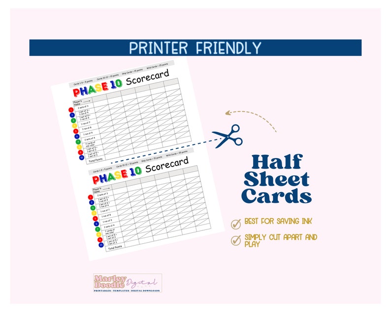 Printable Phase 10 Score Sheets: Card & Dice Game (PDF) - Etsy