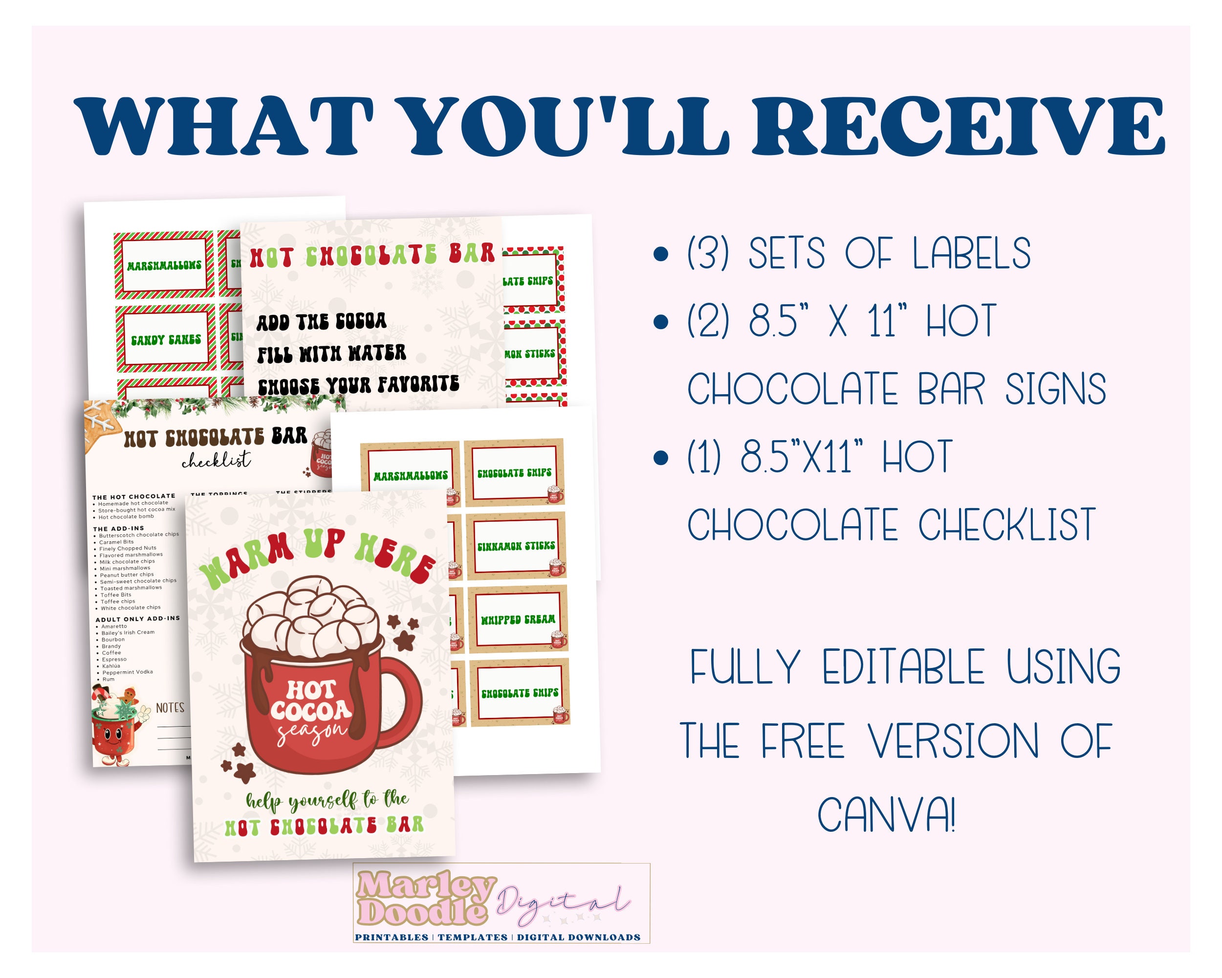 Editable Hot Chocolate Bar Sign Checklist and Hot Chocolate - Etsy